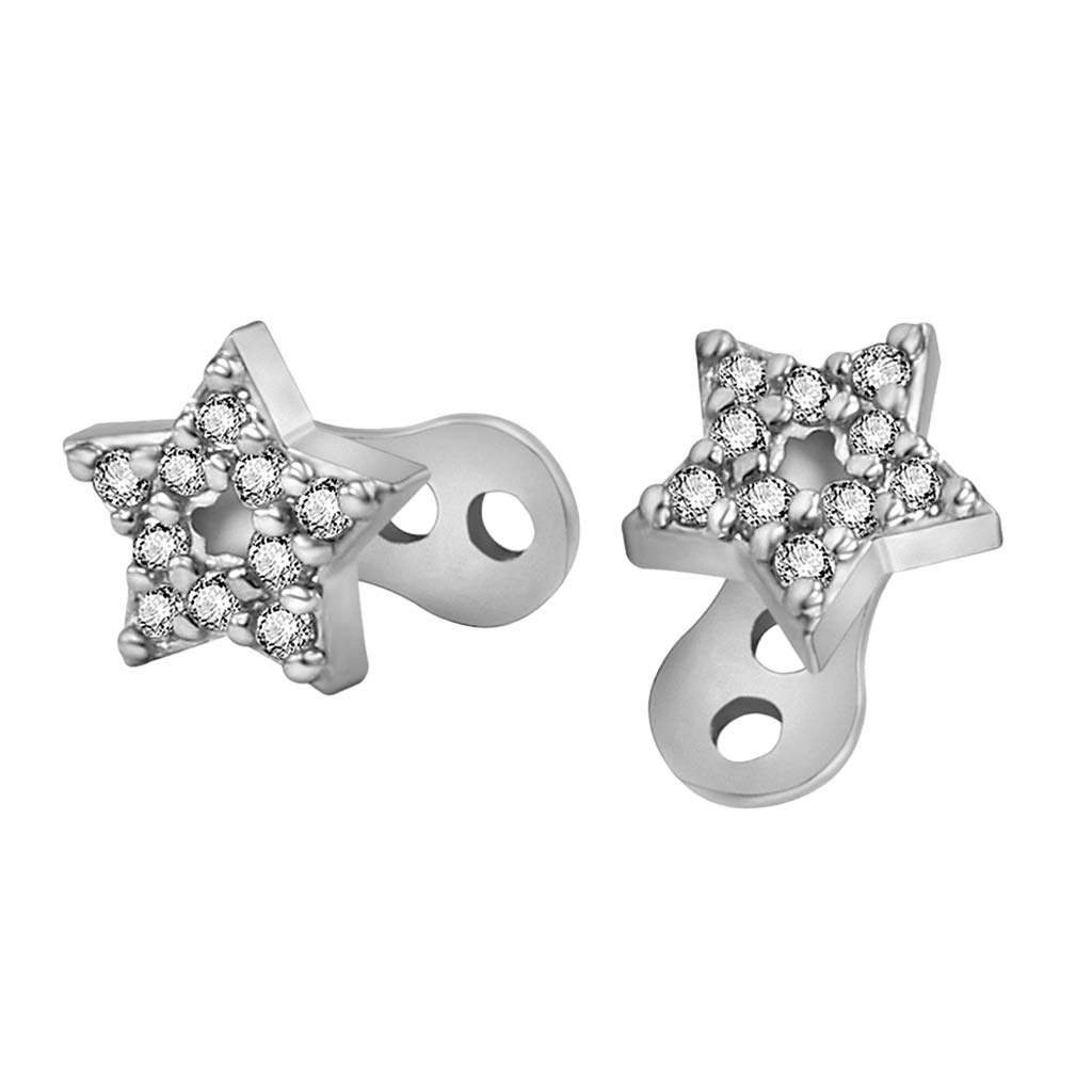 Titanium Dermal Anchor Top Crystal Micro Surface Skin Piercing 16G - Fan - Star