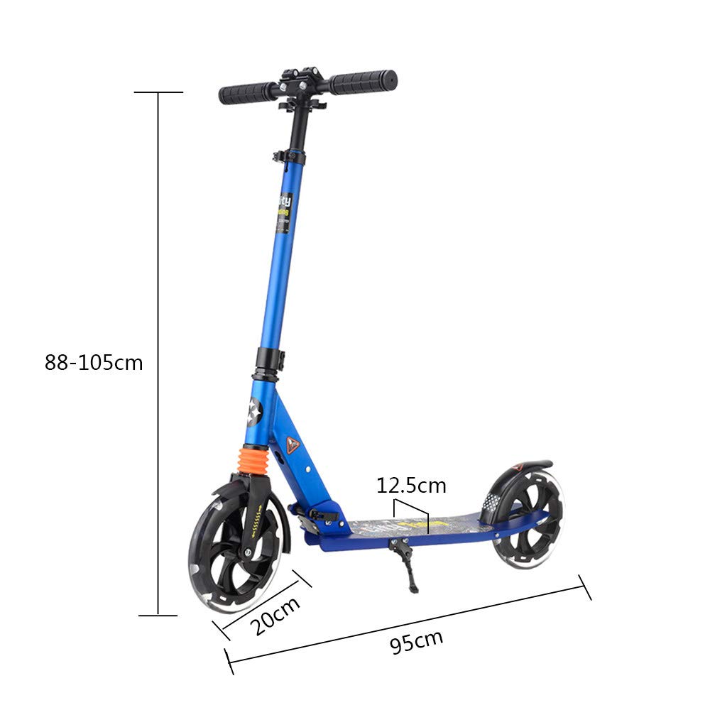 Scooters for Adults Big Wheels, Kick Scooter Adult Folding, Foot Brake System, Front Wheel Shock Absorption, Support 220 Lbs Weight, Suitable for Campus and City Trips(Non-Electric)