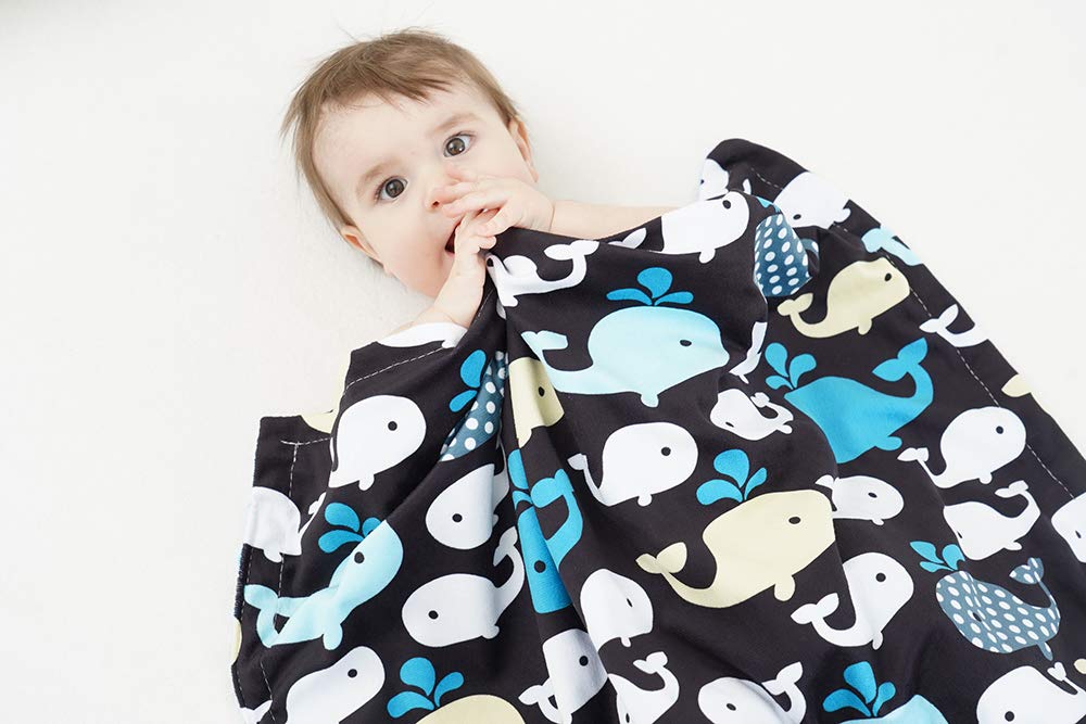 Soft Minky Baby Blanket - with Premium Dotted Backing Whale Printed - Unisex - for Stroller, Crib, Newborns, Receiving (30"x40")