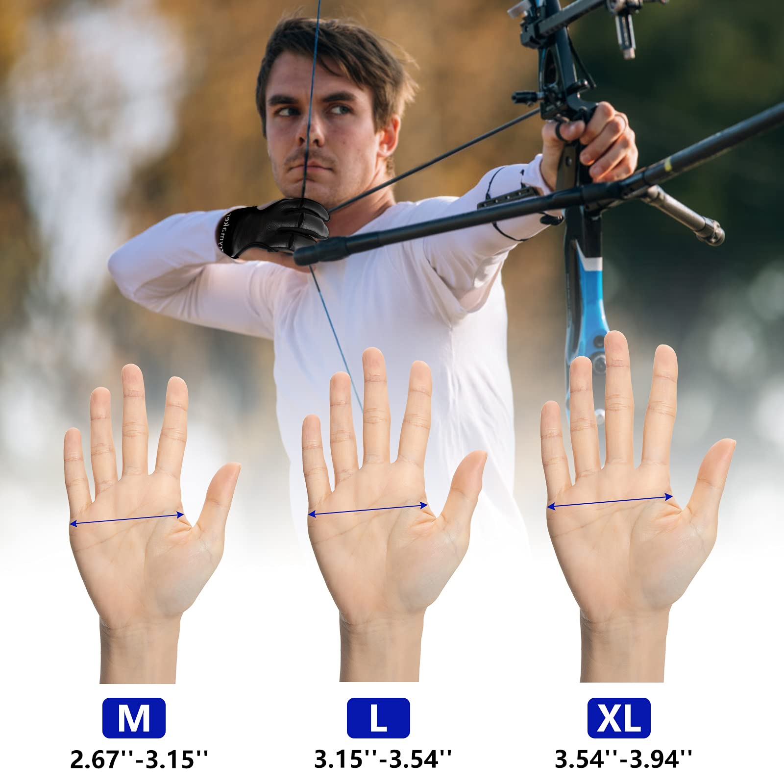 Trymaker Archery Glove,Protective Gloves for Recurve Bow and Compound Bow Men and Women,Finger Tab for Hunting Bow with Archery Equipment and Accessories,M,L,XL Size
