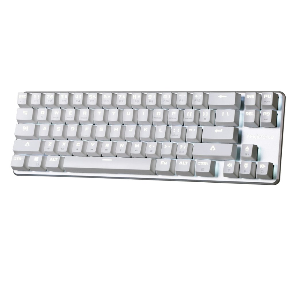 Qisan Gaming Keyboard Mechanical Wired Keyboard Cherry MX Brown Switch Backlight Keyboard 68-Keys Mini Design White