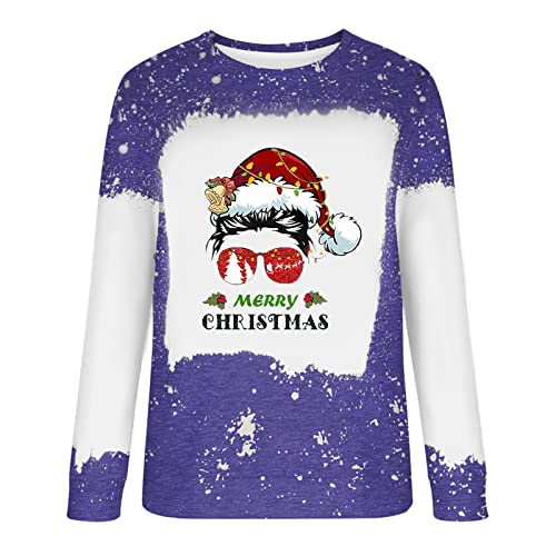 Womens Long Sleeve Christmas 3D Print Pullover Fashion Round Neck Tops Autumn and Winter Cute Sweatshirt