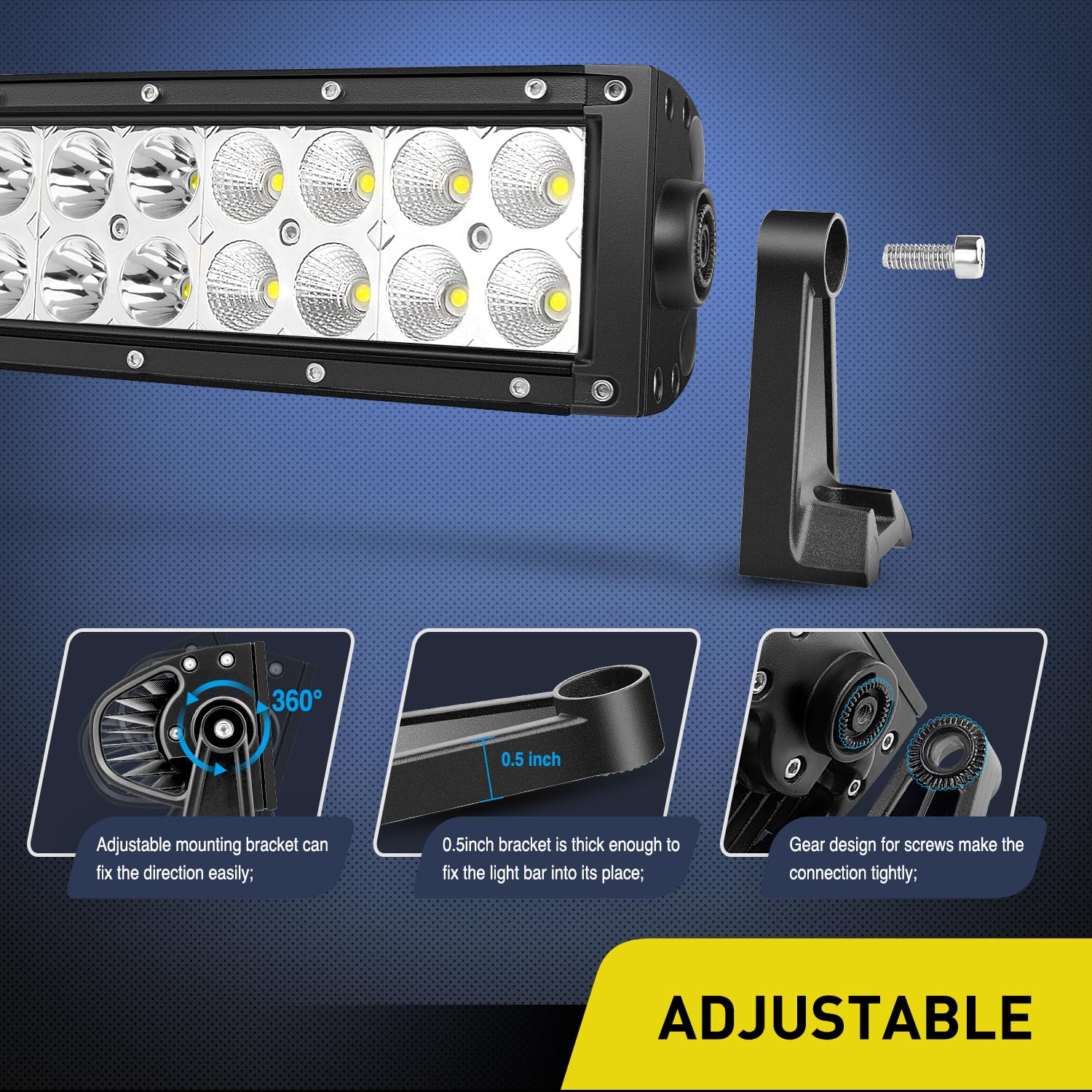 Nilight - 70015C-A LED Light Bar 22Inch 120W Curved Spot Flood Combo LED Driving Lamp Off Road Lights LED Work Light for Trucks Boat Jeep Lamp,2 Years Warranty