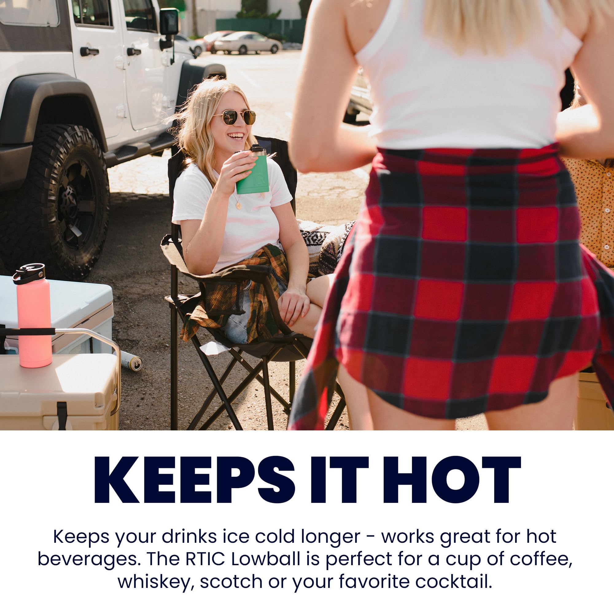 RTIC Lowball Tumbler with Splash Proof Lid, 12 oz, Navy, Insulated Travel Stainless Steel Coffee Mug, Sweat Proof, Keeps Hot & Cold Longer