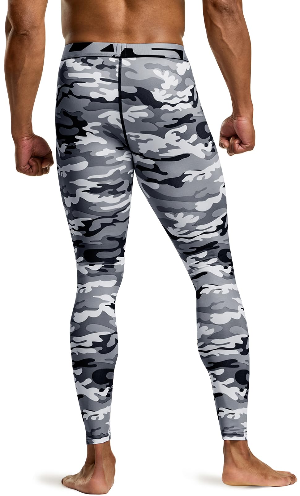 TSLA Men's Compression Pants, Cool Dry Athletic Workout Running Tights Leggings with Pocket/Non-Pocket, 3pack Tights Black/Camo Black/Camo Grey, Large