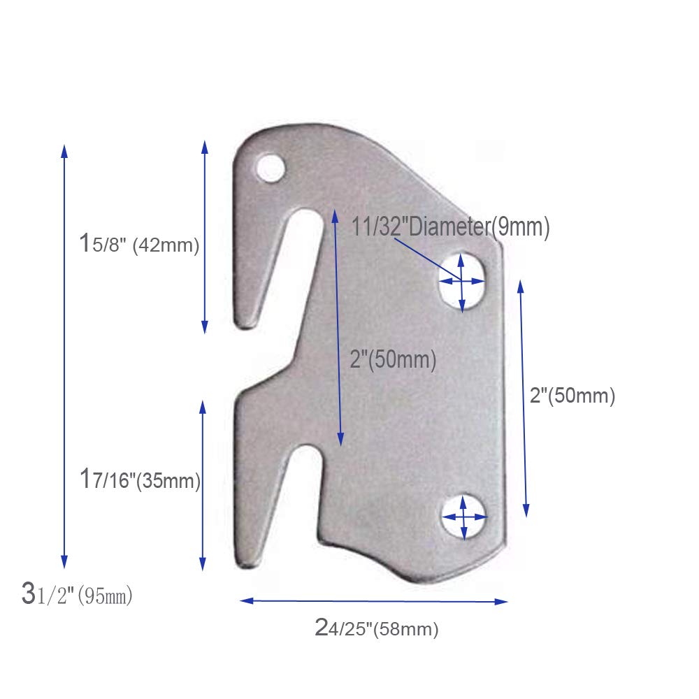 Universal Wood Bed Rail Hook Plates Bed to Catch Hook Plates for Footboard Frame,Replacement Wooden Bed Frame Bracket Headboard (Set of 2)