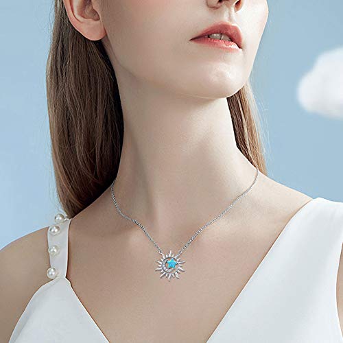 TRISHULA Moon Star Sun Necklace for Women, Sterling Silver Crescent Moon with Cubic Zircon Moonstone Twickling Star Pendant Necklace