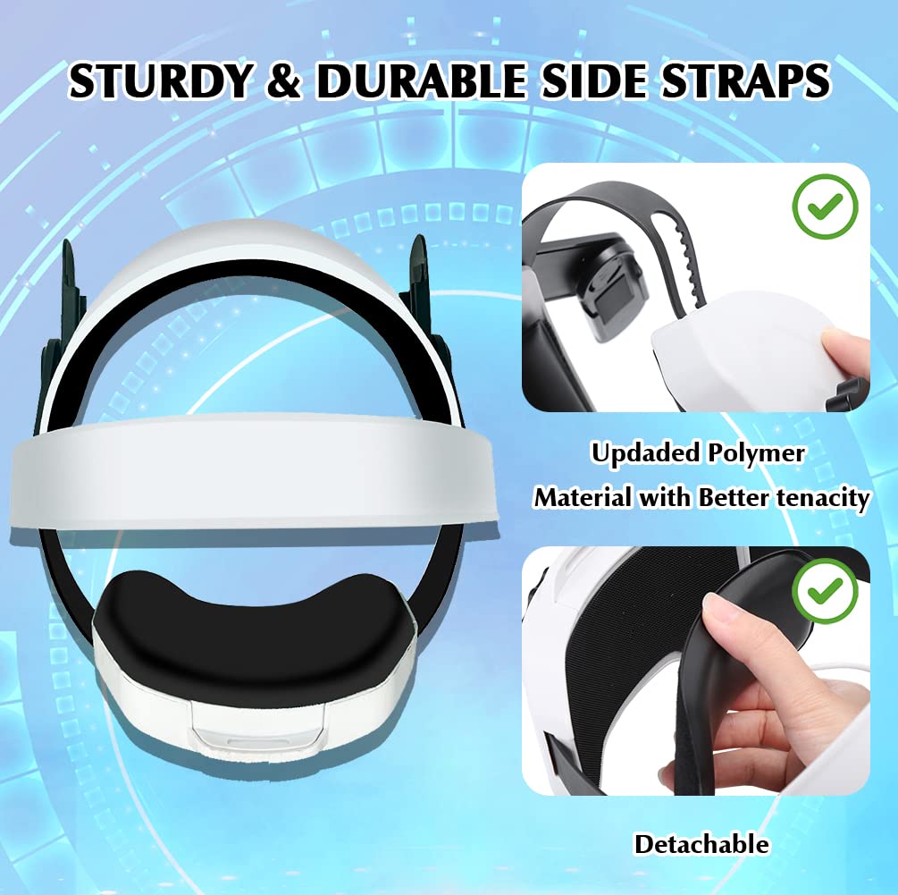 VR Head Strap with Battery 5300mAh, Vrbort Designed for Quest 2 Adjustable Elite Strap Extender 4hrs Playtime, Fast Charging Power VR Replacement Headset Comfortable