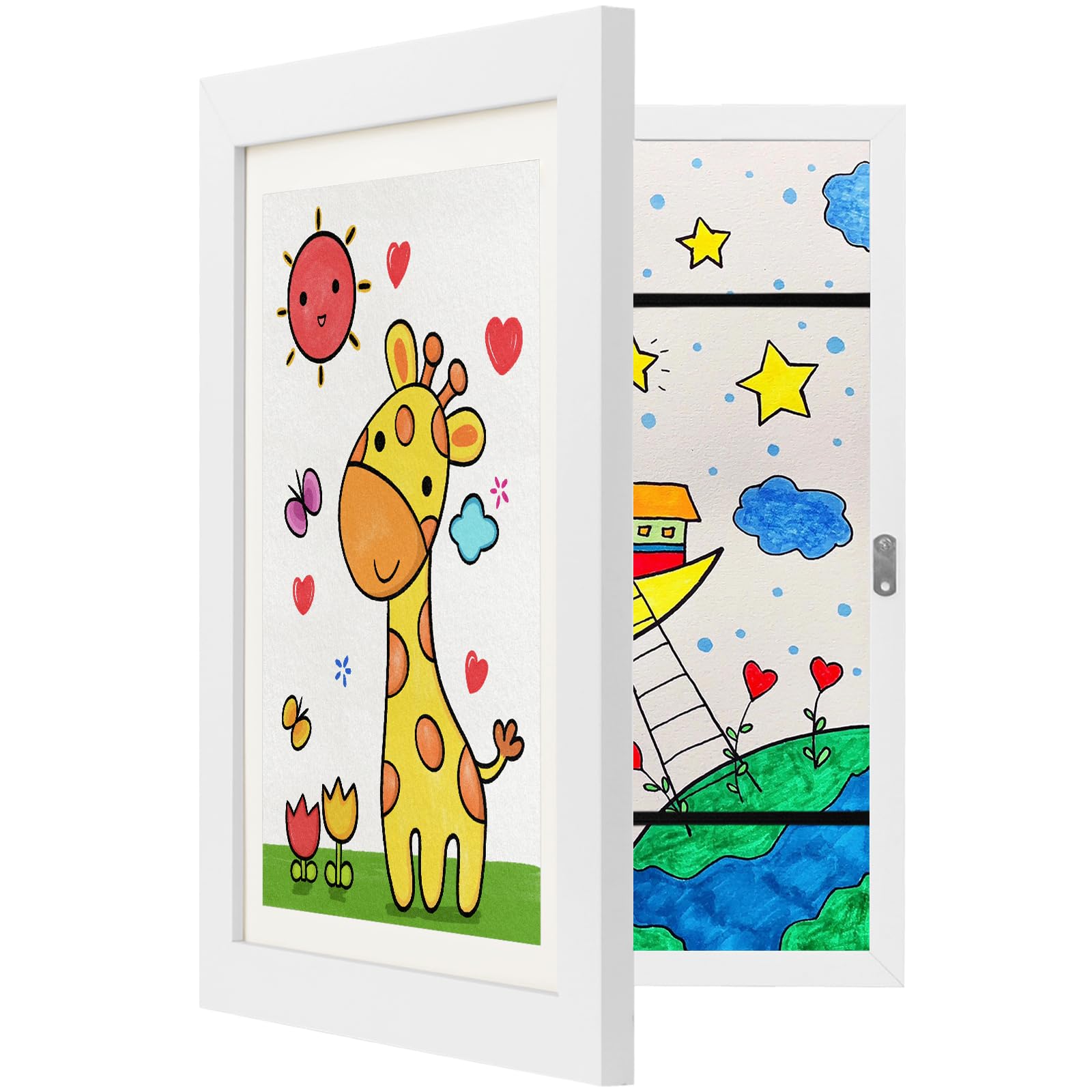RCOSULI Kids Art Frames,[2-Pack] 8.5x11Front Opening Kids Artwork Frames Changeable,White Childrens Art Project Display Storage Frames Holds 50-150 Pcs,for Kids Drawings,Picture,Crafts,Artworks