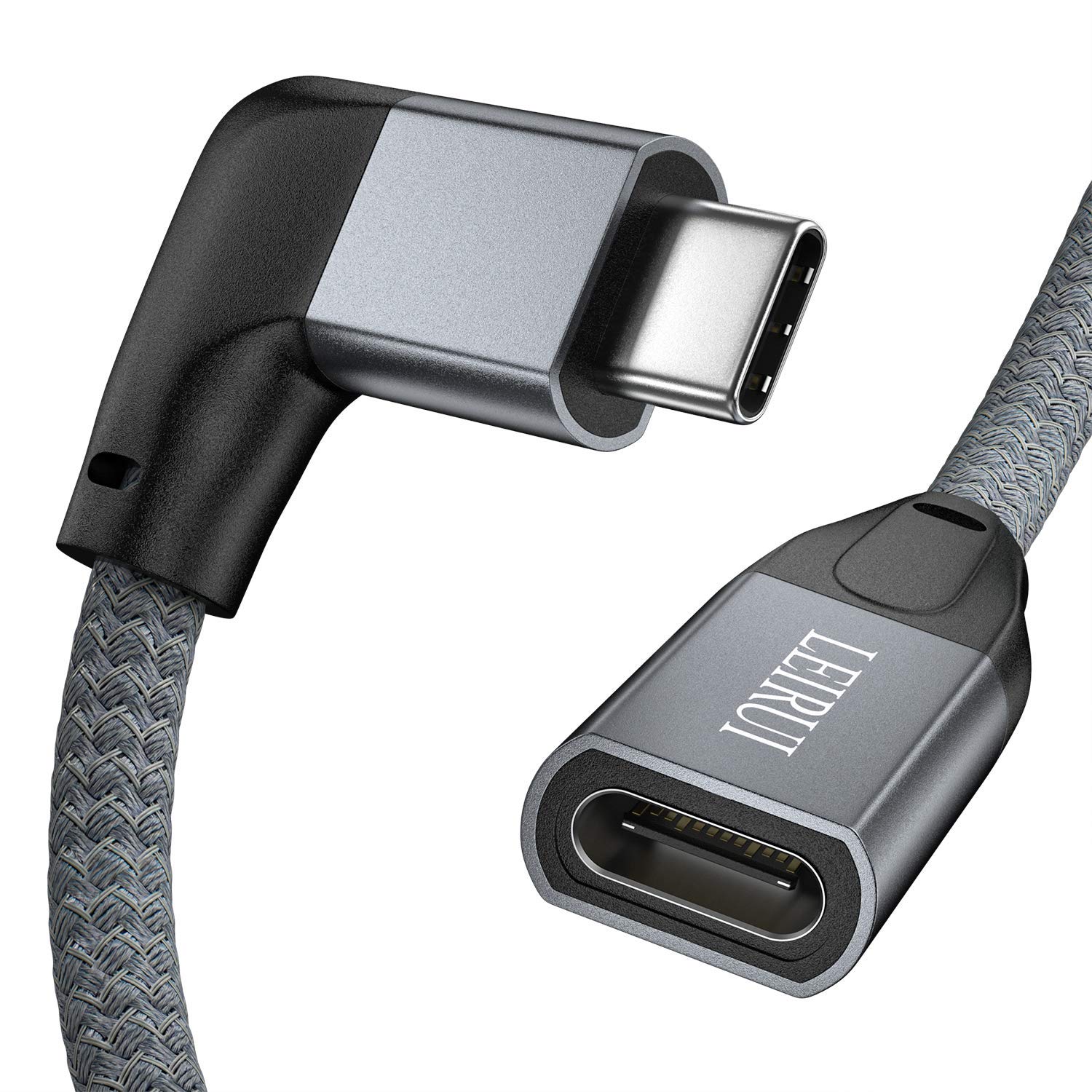 USB C Extension Cable Right Angle 1.65 Feet, 90 Degree USB 3 10Gbps Data Type C Extension Video Cable Fast Charging Cable Compatible for iPhone 15/15 Pro, Thunderbolt 3 MacBook Pro, Samsung S10 S9