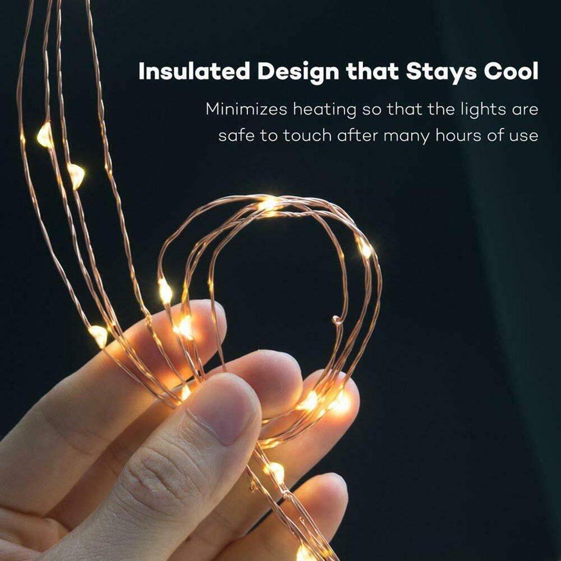 Outdoor Solar Light String, LED Solar Copper Wire Light String, with 8 Lighting Modes, Used for Home, Garden, Balcony, Christmas, Halloween Waterproof Decoration (Warm White)
