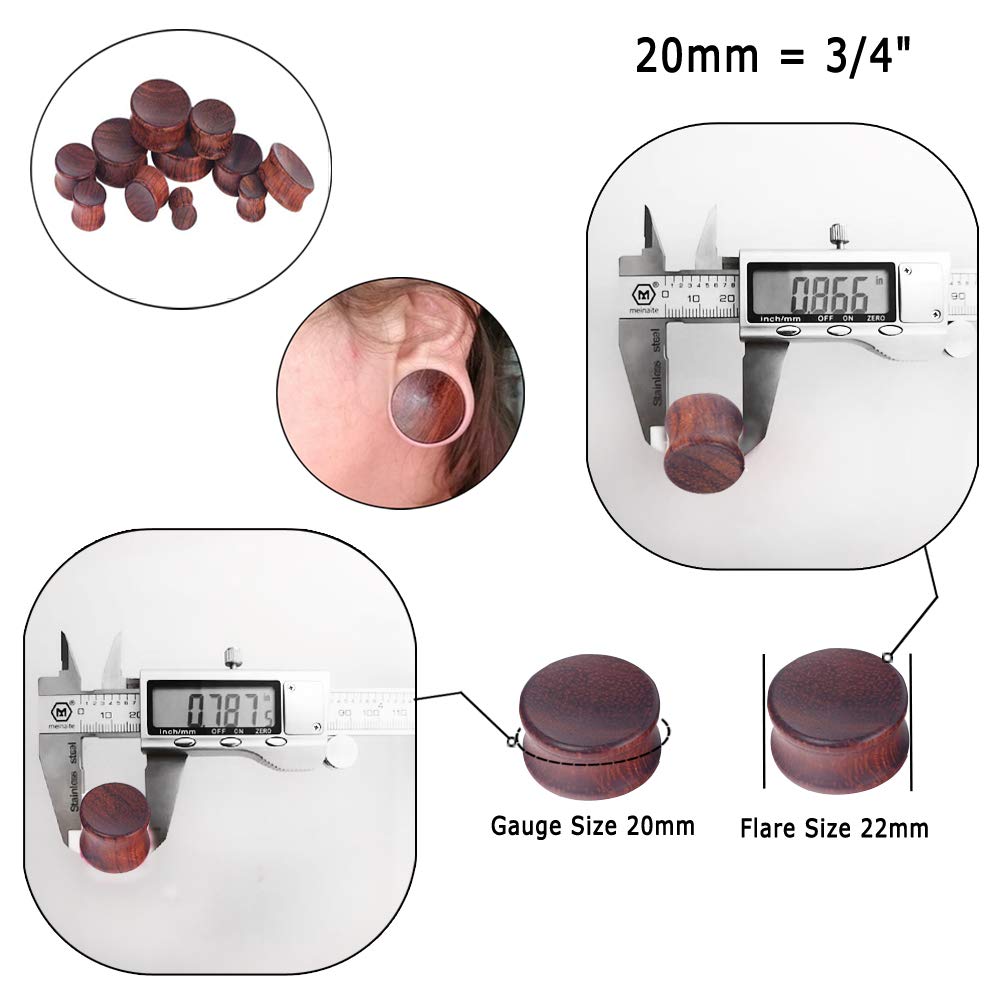 Oyaface 2PC Saddle Plugs Natural Wood Ear Gauges Tunnels Stretcher Set Concavity Wood Style A 26mm
