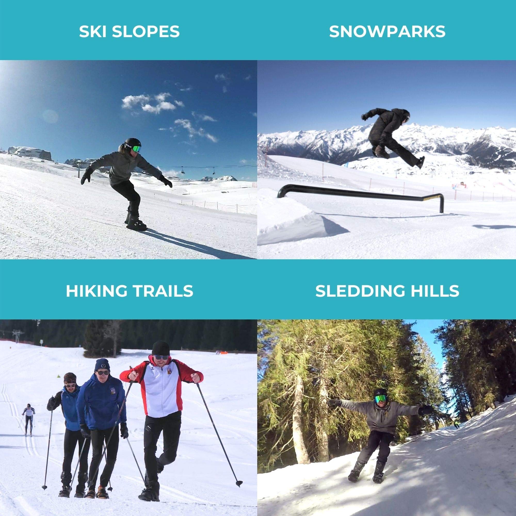 Snowfeet - Mini Short Ski Skates for Snow | Skis for Winter Shoes | Short Snowskates Snowblades Skiboards | The Real Original (RED)