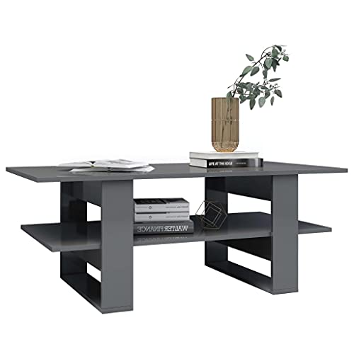 QJBSAVVA Coffee Table High Gloss Gray 43.3"x21.7"x16.5" Engineered Wood,Entrance Table Tray Tables Center Table Low Table Suitable for Meeting Rooms, Reception Rooms, Offices