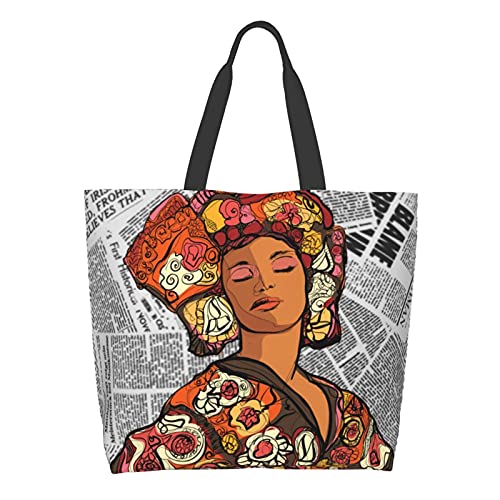 Wtonlaide African Abstract Beauty Shoulder Bag 3d Printed Canvas Tote Bag Shopping Bag Tote Bag Woman