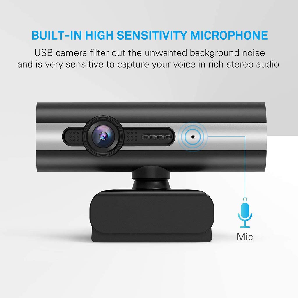 PC Video Webcam with Microphone HD 1080P Clip-on Camera 360° Rotatable and USB Driver-Free Web Cam for Teaching/Gaming/Conferencing/YouTube/Skype/Facebook/Whatsapp Tripod