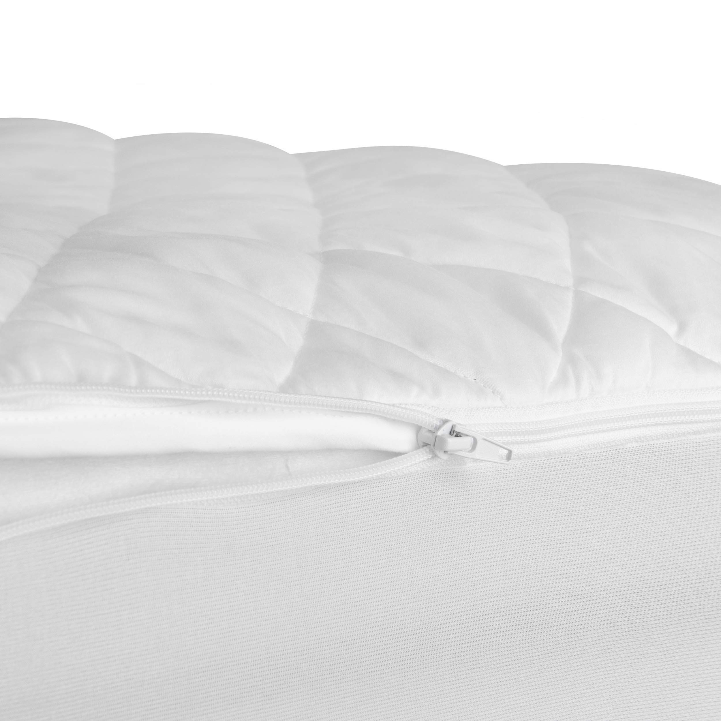 Serta Protection Plus Fiber Fill Cooling Fitted Mattress Pad Cover, King, White
