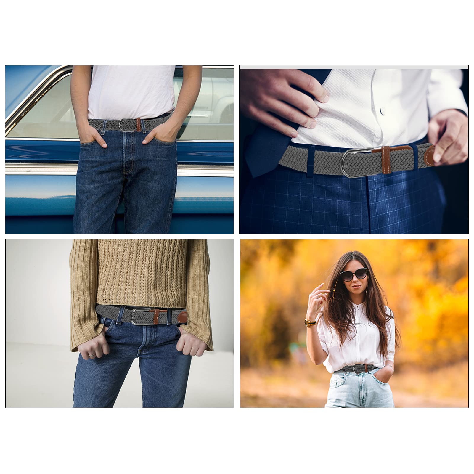 Unaone Elastic Braided Belt, Fashion Stretch Woven Belt, Canvas Woven Belts for Men Women