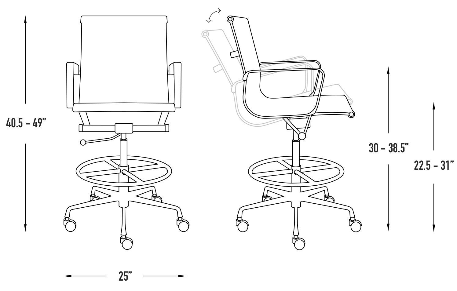 SOHO Mesh Drafting Chair - Ergonomically Designed and Commercial Grade Draft Height for Standing Desks (Black)