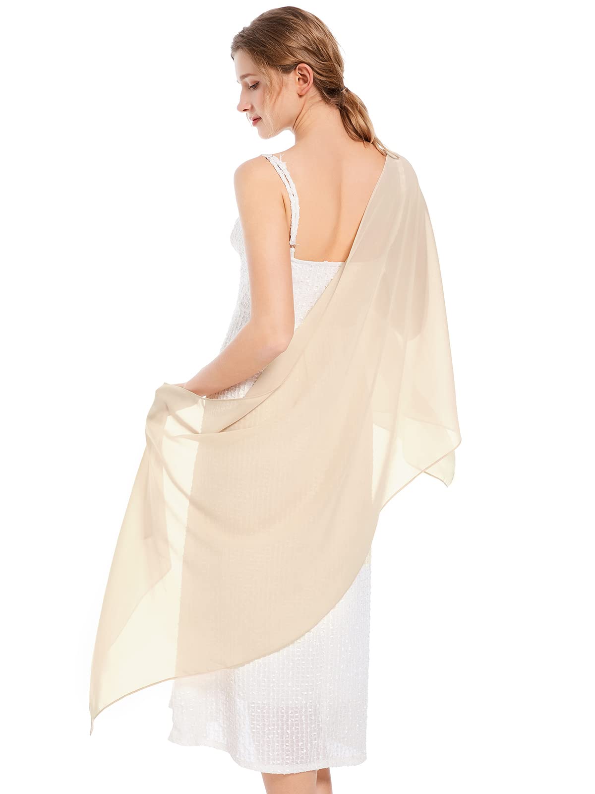 Vickorpen Shawls and Wraps Soft Chiffon Scarve Scarf For Evening Party Dresses Wedding Stole(Champagne1,one size)