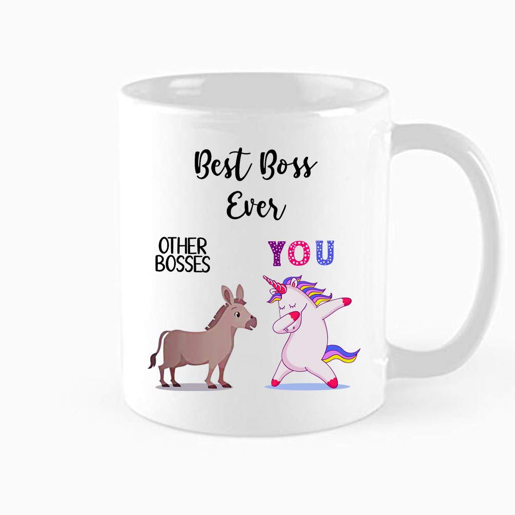 TAMDG GIFET Funny Coffee Mug, Best Boss Ever Unicorn Mug, Gift for Boss , Best Boss Ever Gift, Funny Gift for Boss, Humorous Coffee Cup, Sarcastic Boss Present,11 oz Novelty Mug, White