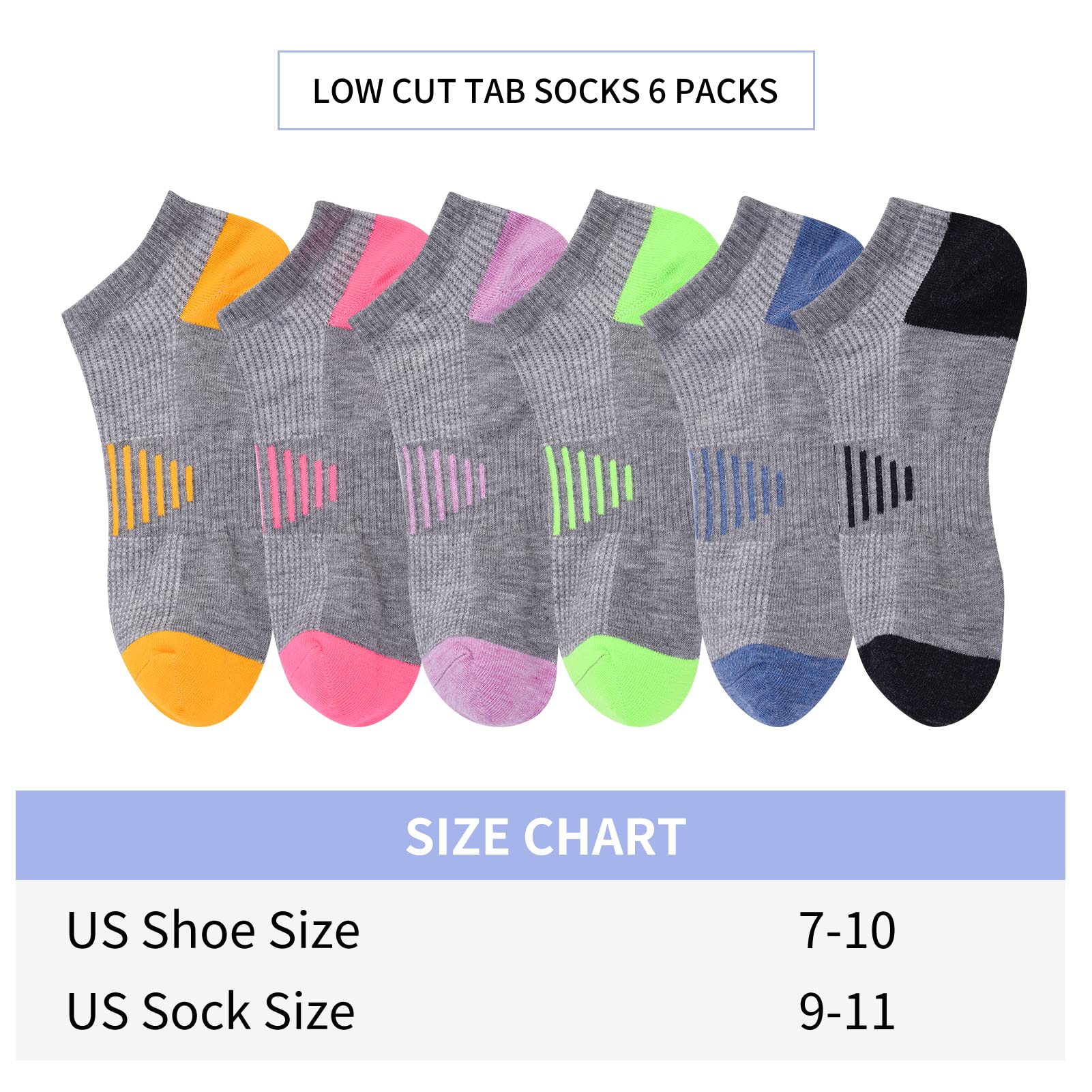 WUKAKA Socks for Womens Ankle Running Socks (6 Pairs) Workout Sports Socks & Women Ankle Short Socks with Cushioned Sole