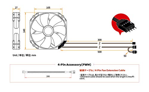 SCYTHE Kaze Flex 140mm RGB LED Fan(Round Frame), PWM 300-1800RPM, No Controller Included, Single Pack