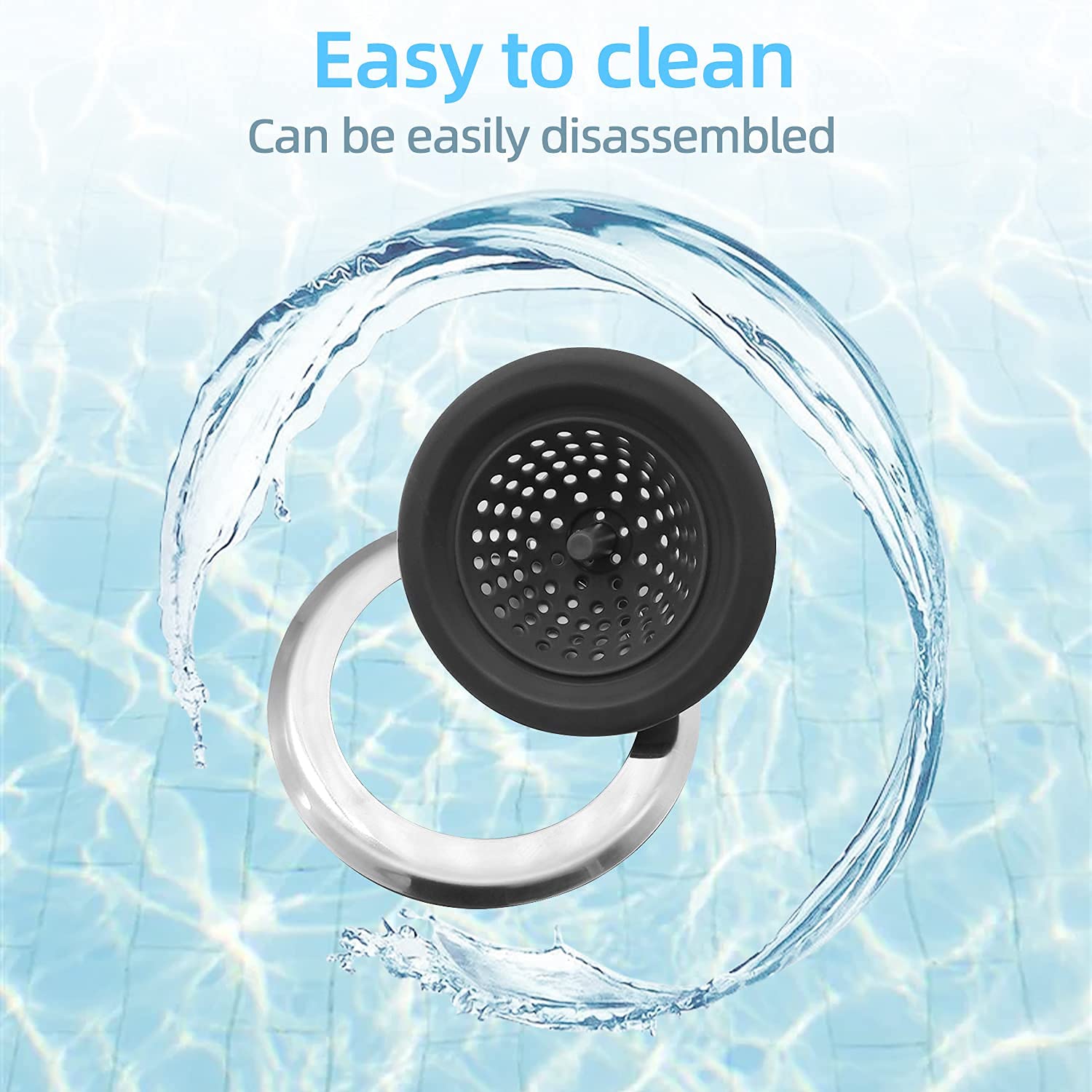 Stainless Silicone Kitchen Set of 2 Sink Strainer, Flexible Silicone Kitchen Sink Drainers, Large Wide Rim 4.5 inch Diameter