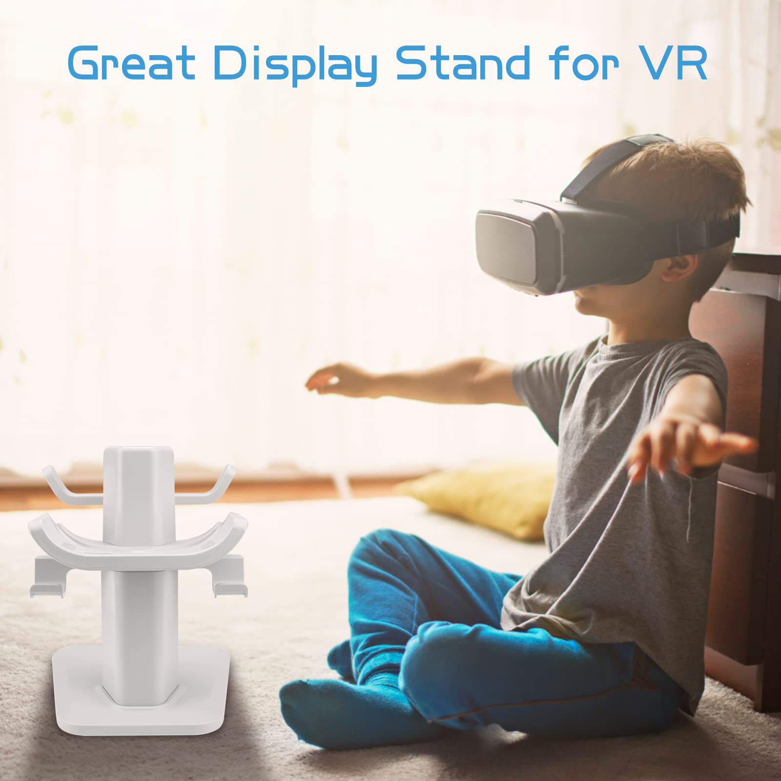 VR Stand, Headset Display Holder and Controller Mount Station for Meta/Oculus Quest 2/Quest/Rift S/Valve Index/HP Reverb G2 Headset and Touch Controllers Accessories, White