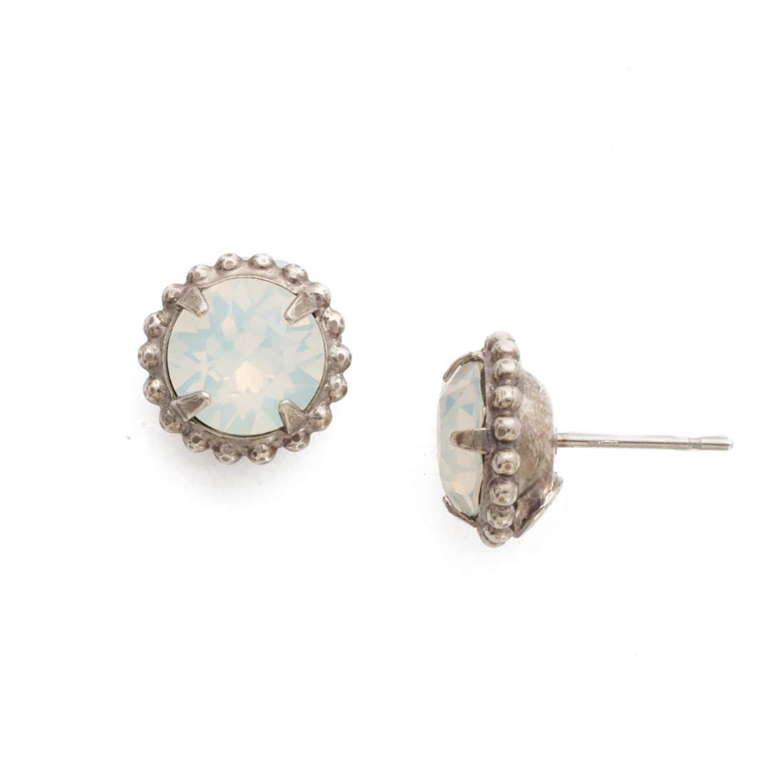 Sorrelli Essentials Simplicity Stud Earrings, Antique Silver-Tone Finish, White Opal