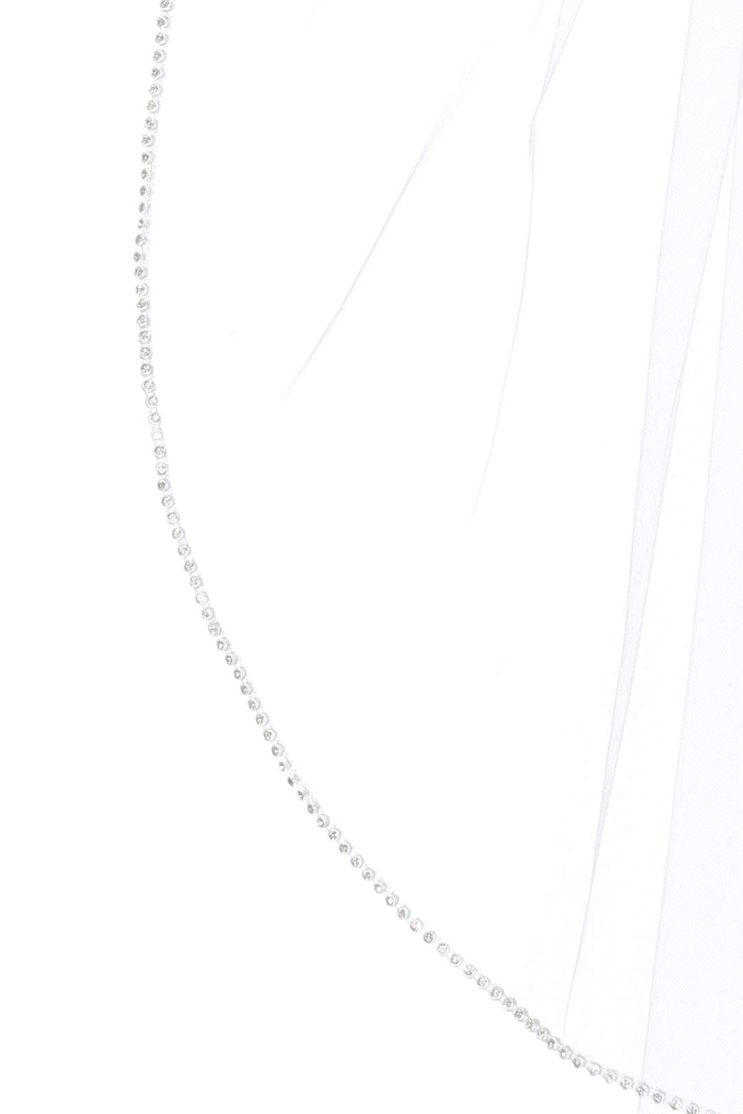 SAMKY 1T 1 Tier Rhinestones Crystal Edge Wedding Veil - Light Ivory Fingertip Length 36" V328