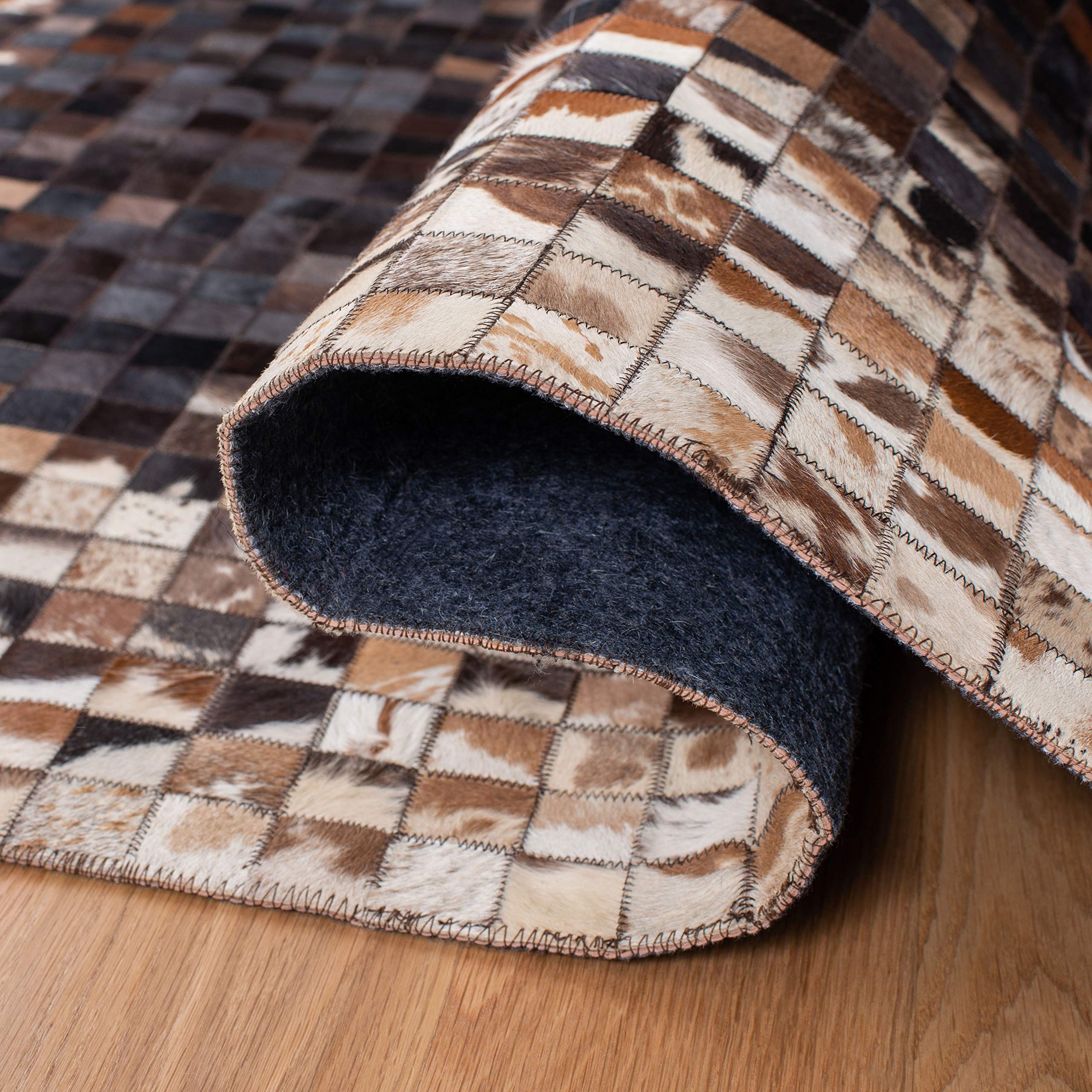 SAFAVIEH Studio Leather Collection 2'3" x 7' Beige/Brown STL803B Handmade Mid-Century Modern Leather Runner Rug