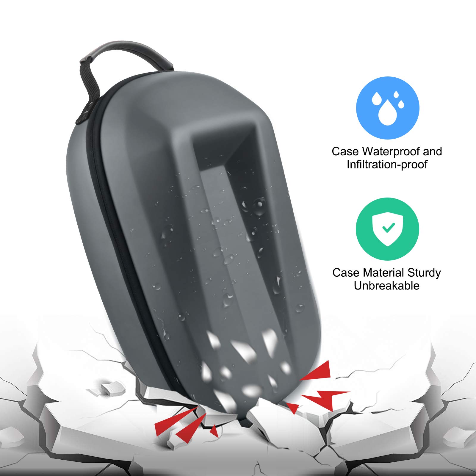 Vakdon Hard Carrying Case for Oculus Quest 2 Elite Strap, Contain Storage Box + Adjustable Head Pad to Reduce Head Pressure and Enhanced Comfort for Oculus Quest 2 VR Accessories (Gray)