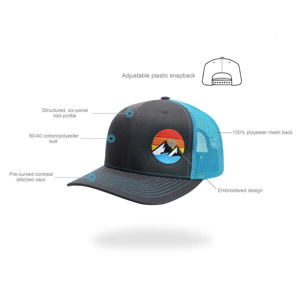 WUE Trucker Hat - Explore The Outdoors - Snapback hats for men (Dark Heather/White)