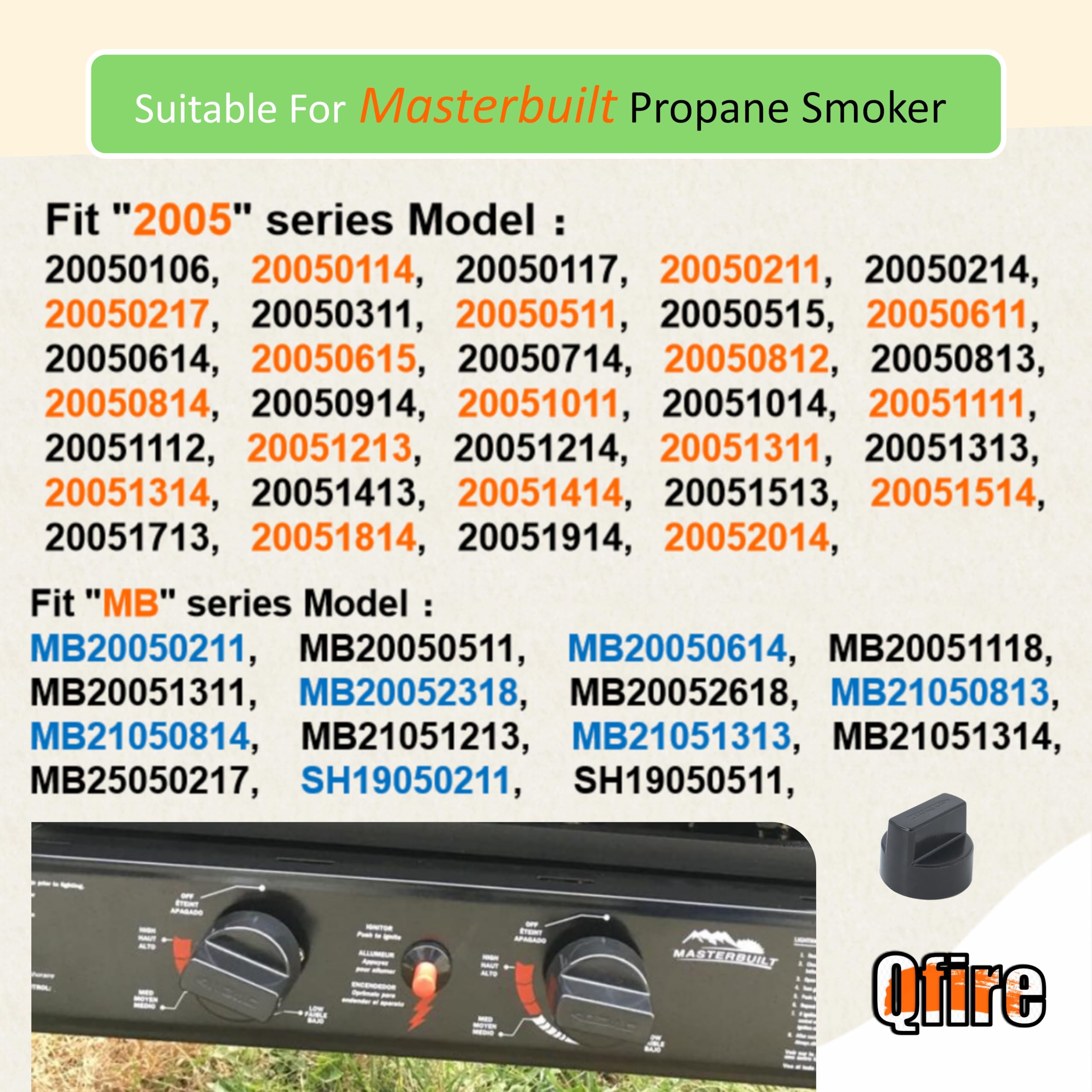 Qfire 911060014 - Control Knob Compatible with Masterbuilt 20051311 gs30d 2-Door Propane Gas Smoker