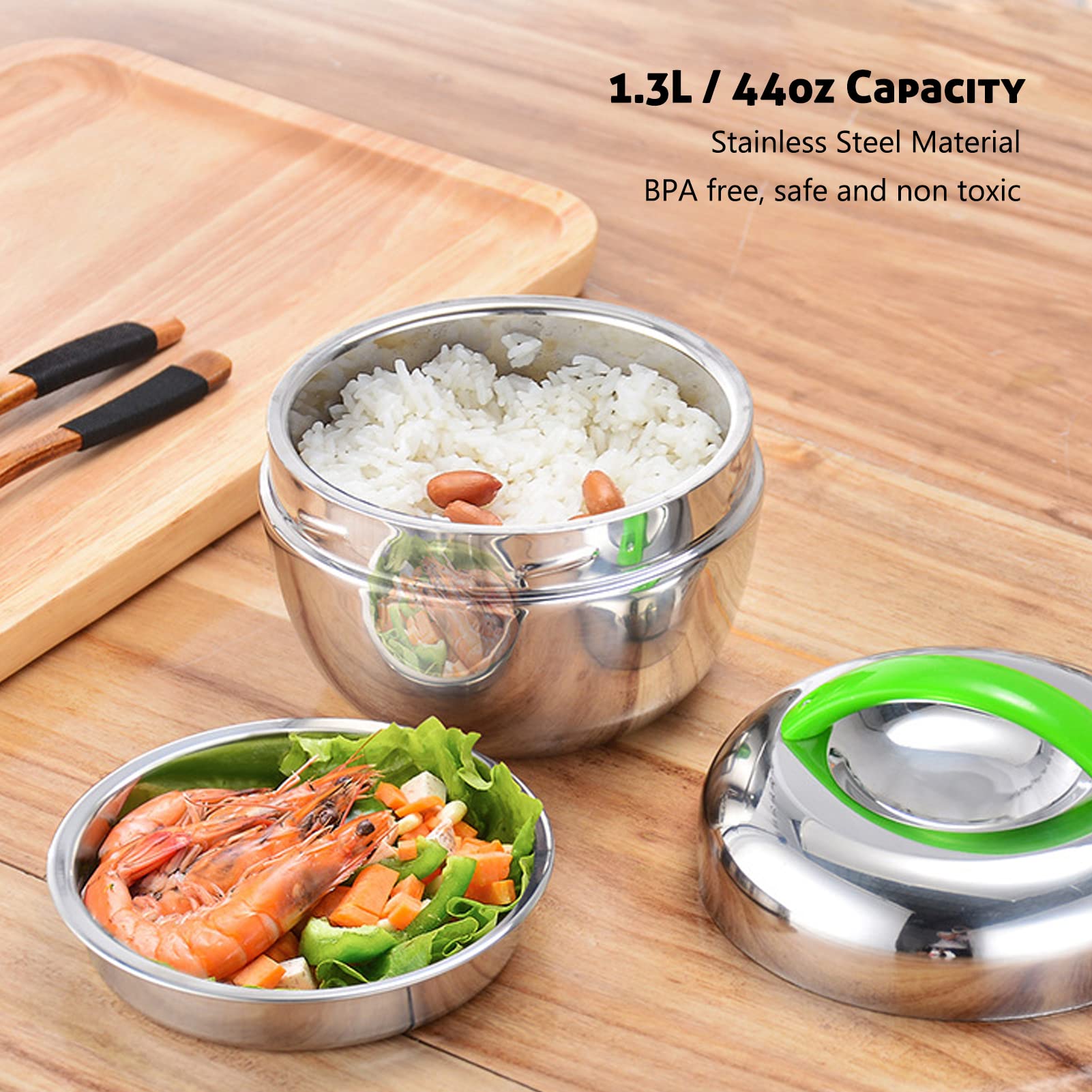 Stainless Steel Insulated Lunch Box 1.3L 44Oz Li Silver Container with Insulation Lunch Container Container Jar for Boxed Insulating Insulated Food Jars