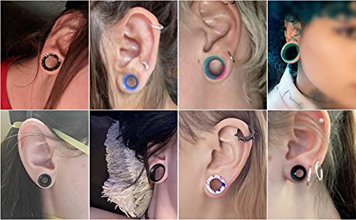 WYR 32PCS Hollow Double Flared Hard Silicone Ear Tunnels and Plugs Ear Gauges Expander Stretcher Body Piercing Jewelry 0g(8mm)