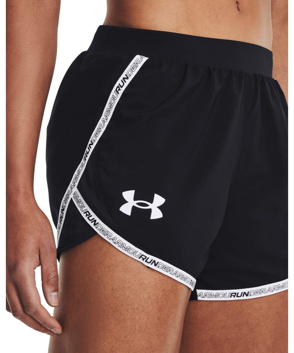 Under Armour Women's Fly by 2.0 Brand Shorts, Black (001)/White, Medium