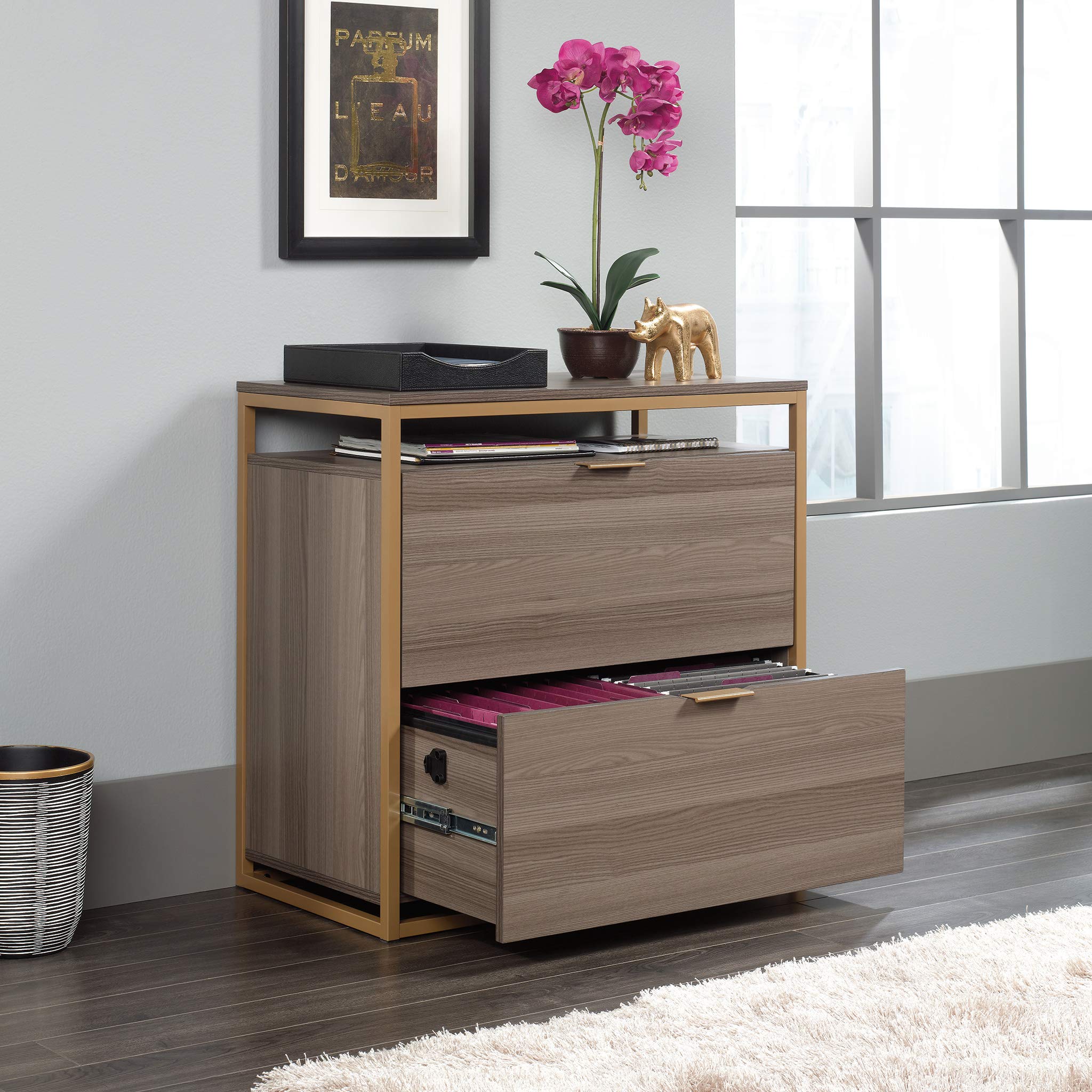Sauder International Lux Lateral File, L: 30.32" x W: 16.54" x H: 29.72", Diamond Ash
