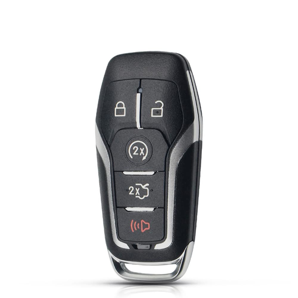 Replacement Key Fob Case Shell Fit for Ford Edge Explorer Mustange Fusion 5 Buttons Keyless Entry Smart Remote Key Fob Cover Casing with Uncut Blade Blank (Black)