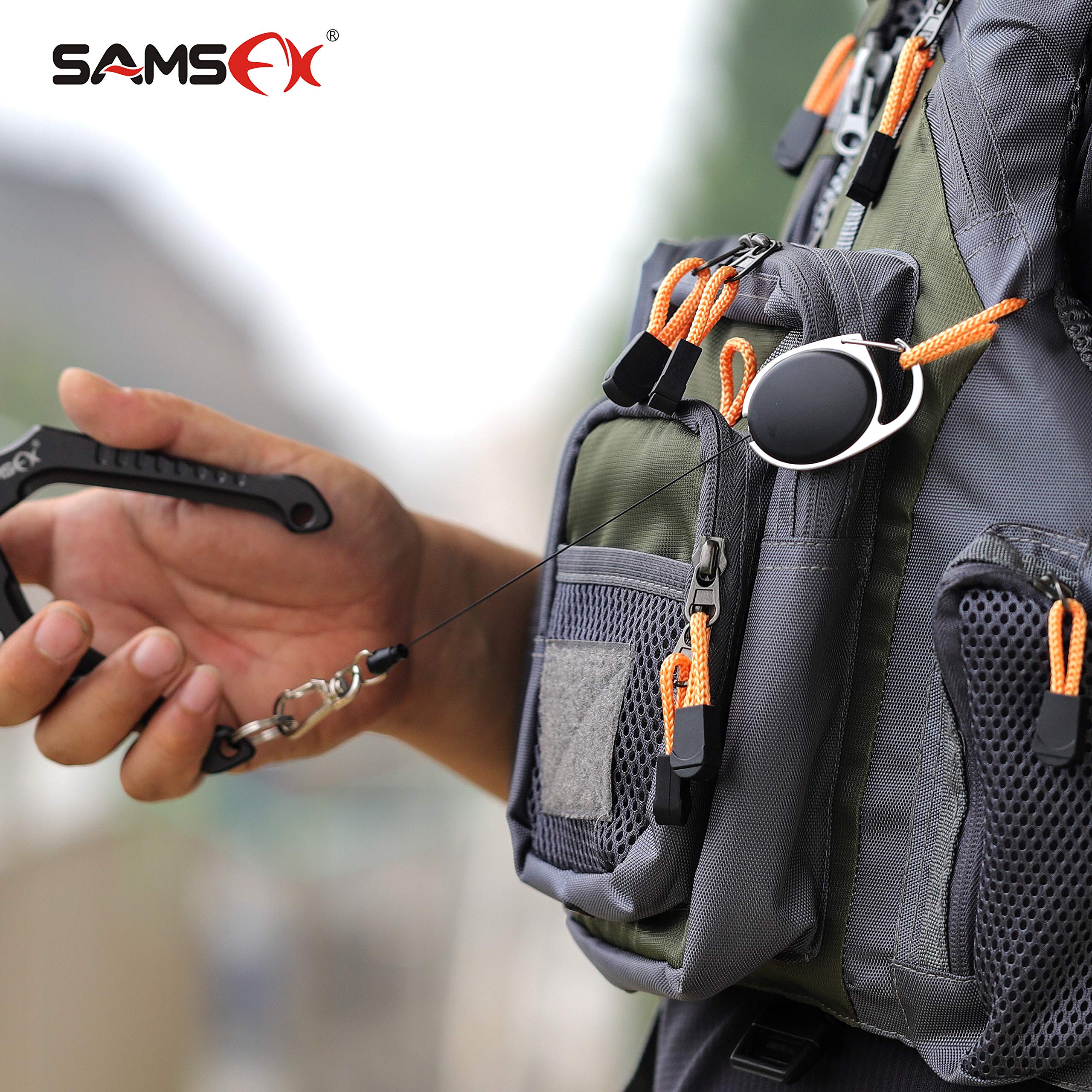 SAMSFX Fly Fishing Zinger Retractor for Gear Tools Holder (Clip on Back Retractor with Swivel Clips)