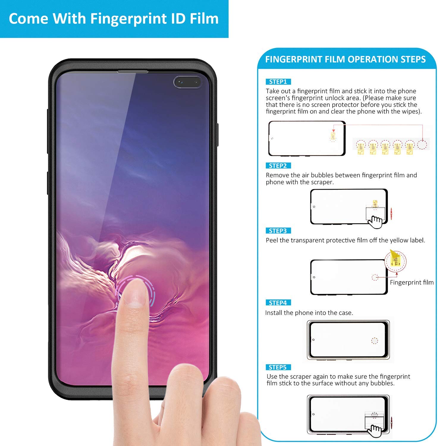 SURITCH Case for Galaxy S10 Plus,[Built-in Screen Protector] Rose Gold Marble Full-Body Shockproof Protection Rugged Cover for Samsung S10 Plus [Compatible with Fingerprint Sensor] (Gold Marble)