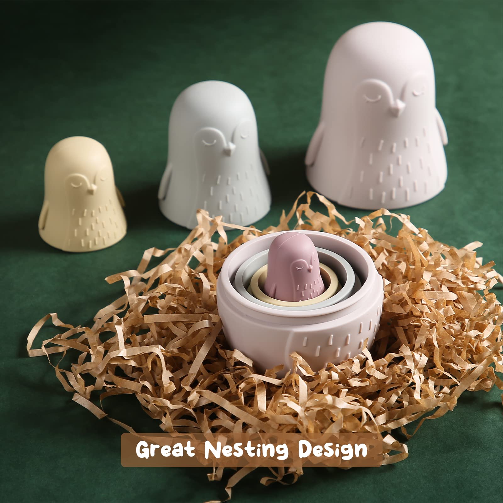 Youuys Russian Nesting Dolls Silicone Matryoshka Doll 4 Pcs Penguin Shape Stacking Nesting Dolls Montessori Educational Toy Set for Kids Toddlers