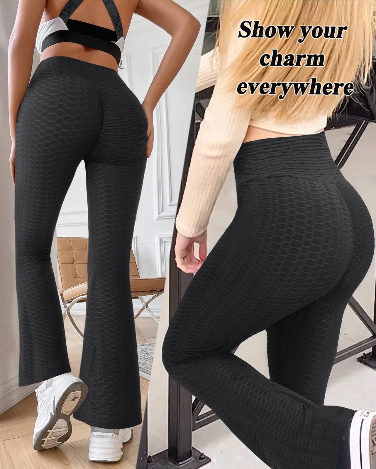 YAMOM Bootcut Yoga Pants with Pockets for Women Crossover Flare Leggings High Waisted Butt Lifting Tummy Control Pants…