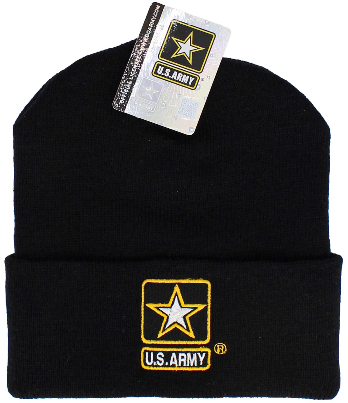 USARMY-SKIHAT-01 BLK-GLD US Army Official Licensed Premium Quality Vintage Distressed Veteran Military Star Baseball Cap