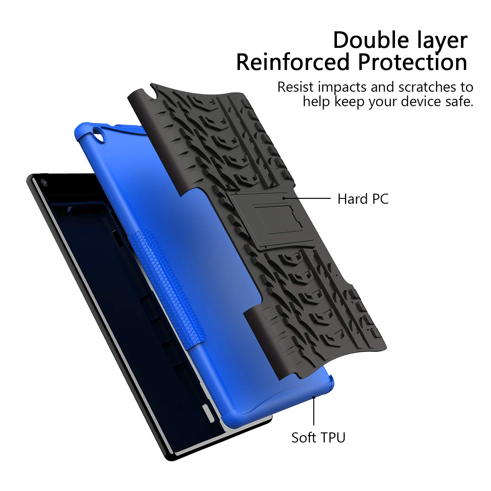ROISKIN for Amazon Fire HD 10 Tablet Case (2019/2017 Released 9th/7th Generation), [Kickstand Feature] Dual Layer Heavy Duty Shockproof Impact Resistance Protective Case for Kindle Fire HD 10,Blue
