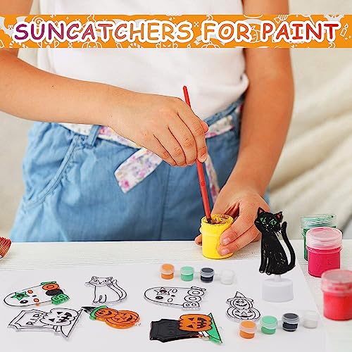 Suncatchers for Kids to Paint,Halloween Decorations DIY Led Light Up Suncatchers,Halloween Classroom Prizes,Halloween Crafts for Kids, Ages 4,5,6,7,8,9