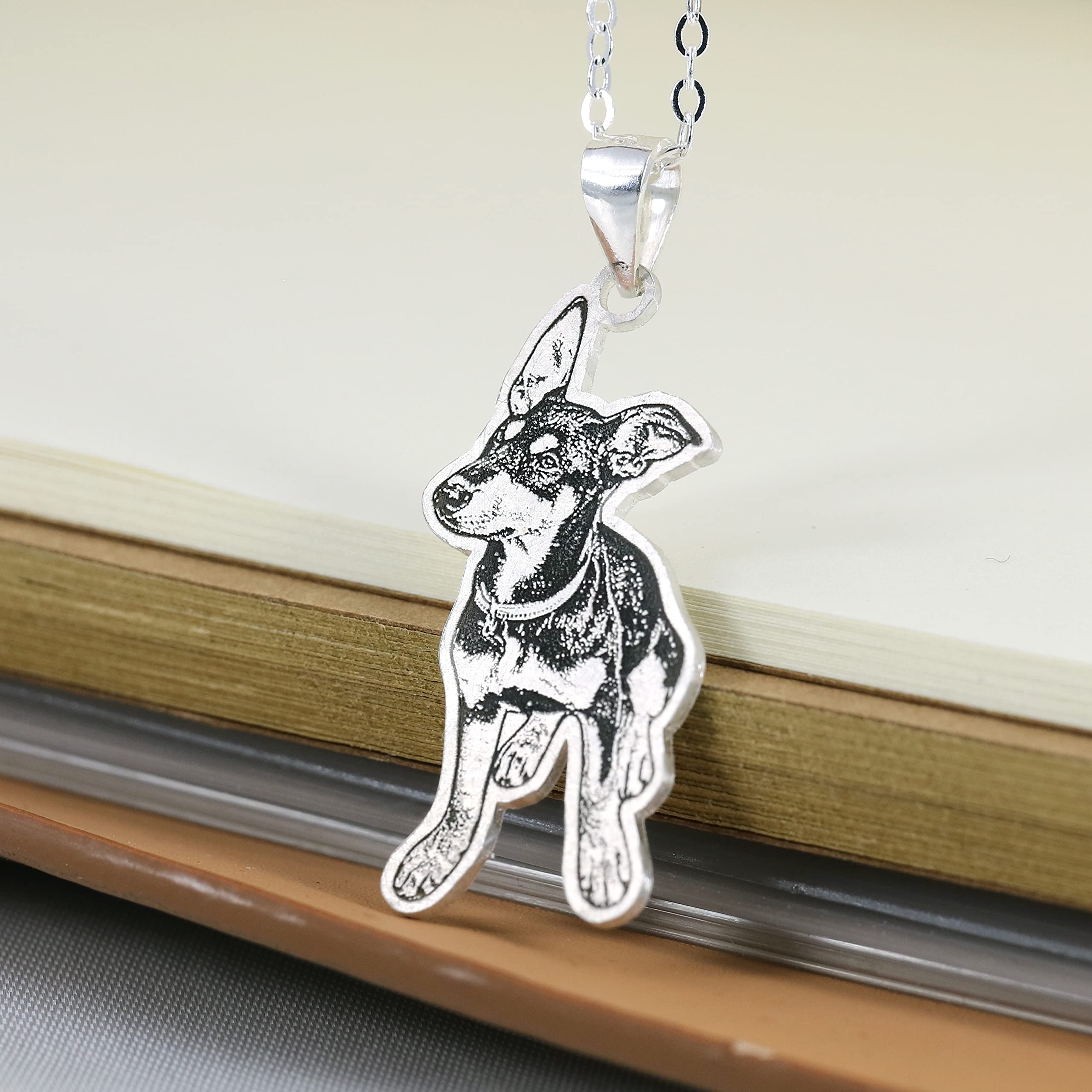 STARATION Custom Picture Necklace Personalized Pet Cat Dog 925 Silver Photo Engraved Pendant Gift for Pet Lover (StyleA)