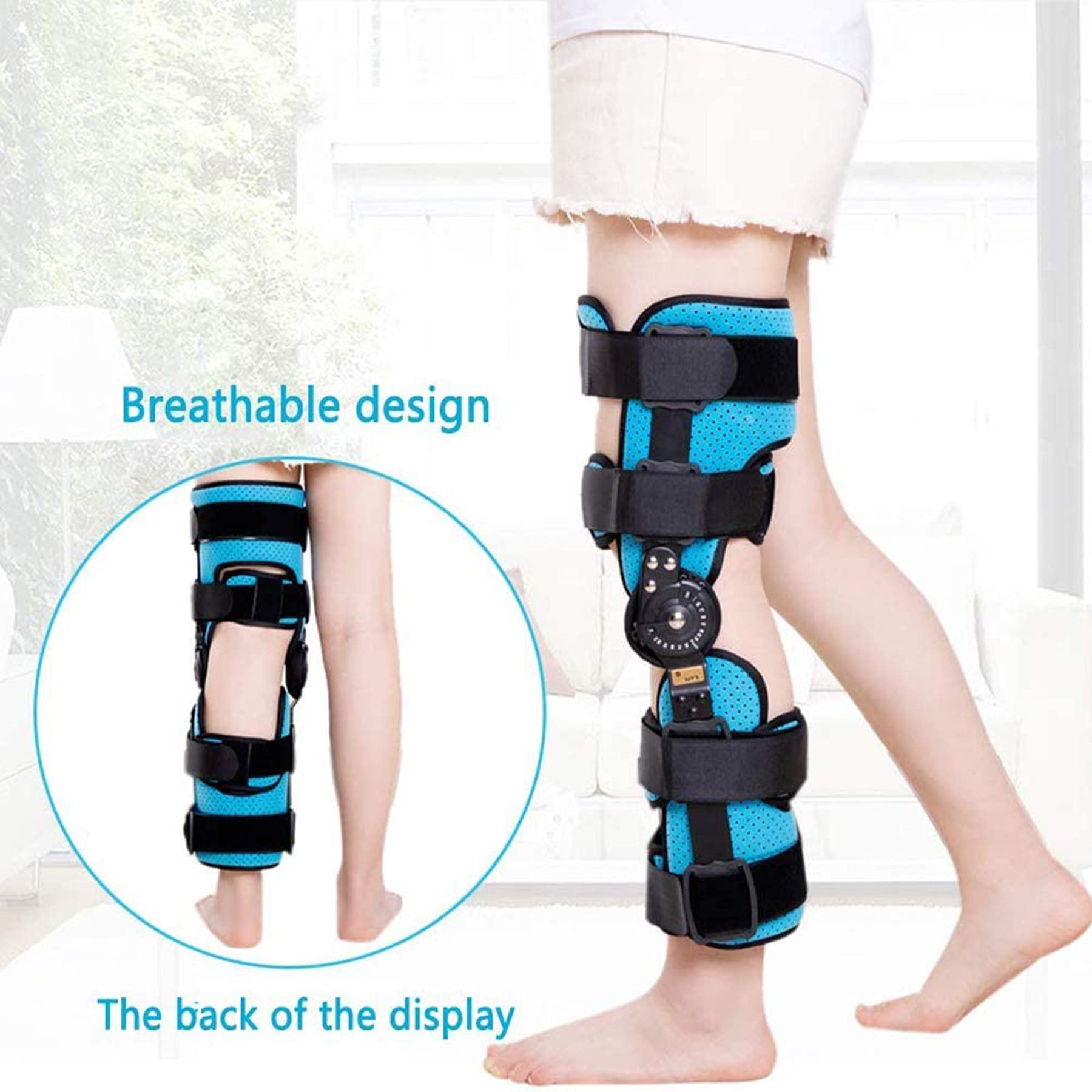WILLQ ROM Knee Brace Post-Op Hinged Immobilizer Support Knee Brace for Recovery Stabilization MCL and PCL Injury Adjustable Medical Orthopedic Support Stabilizer After Surgery,Small
