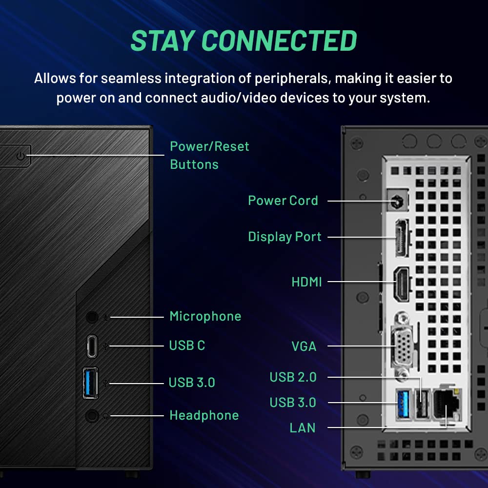 Skytech Gaming Mini PC X1 Gaming PC Desktop – AMD Ryzen 5 5600G 3.9 GHz, Radeon Graphics, 500GB NVME SSD, 16GB DDR4 SODIMM RAM, 120W AC Adapter/Wi-Fi, Windows 10 Home 64-bit,Black